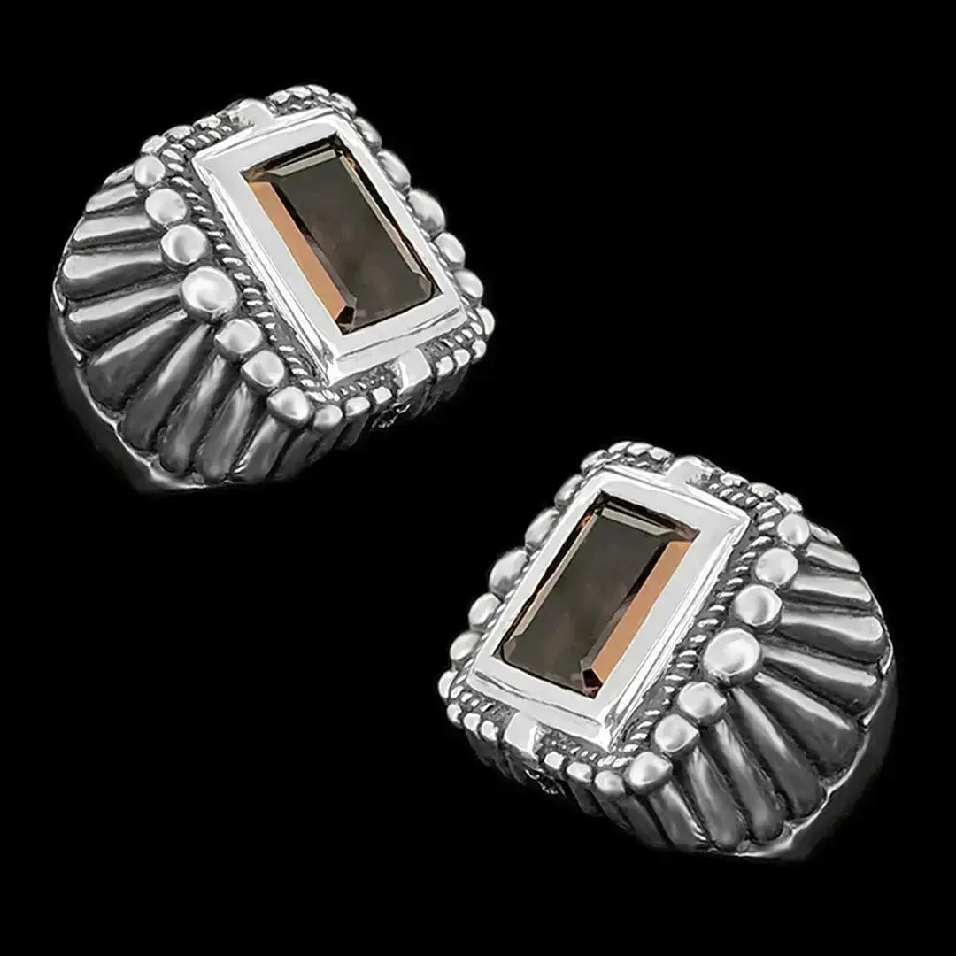 Aztec Feather Ring - Solid Silver with Smoky Quartz Gemstone | Handmade ...