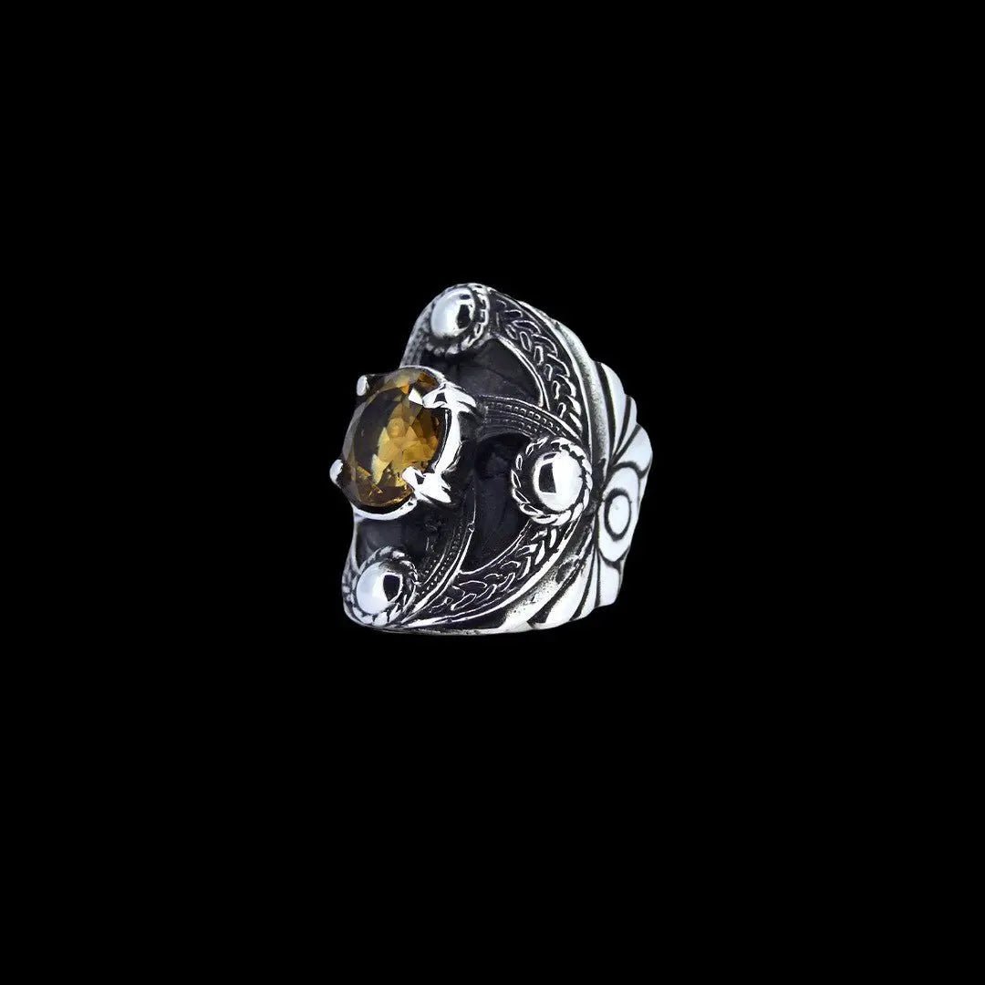 Faceted Citrine Shield Ring | Curiouser Collective