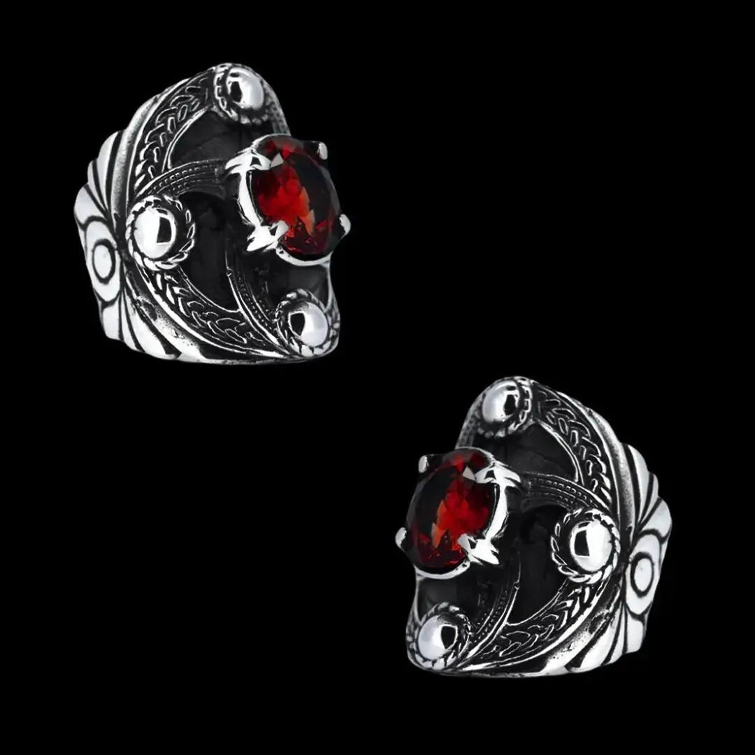 Shield Ring - Faceted Garnet | Curiouser Collective