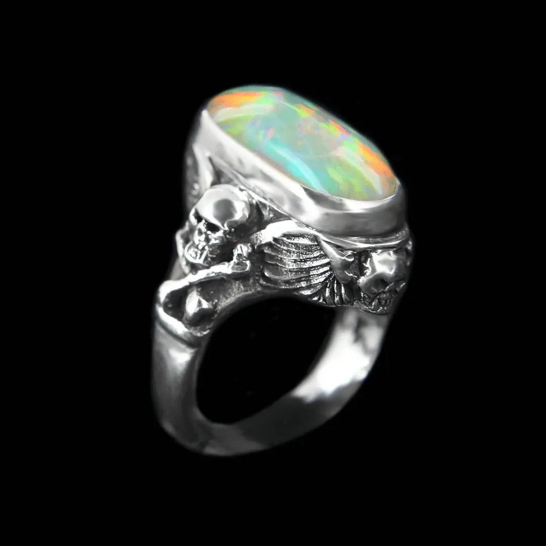 Skull & Cross Bone Ring - Opal | Curiouser Collective